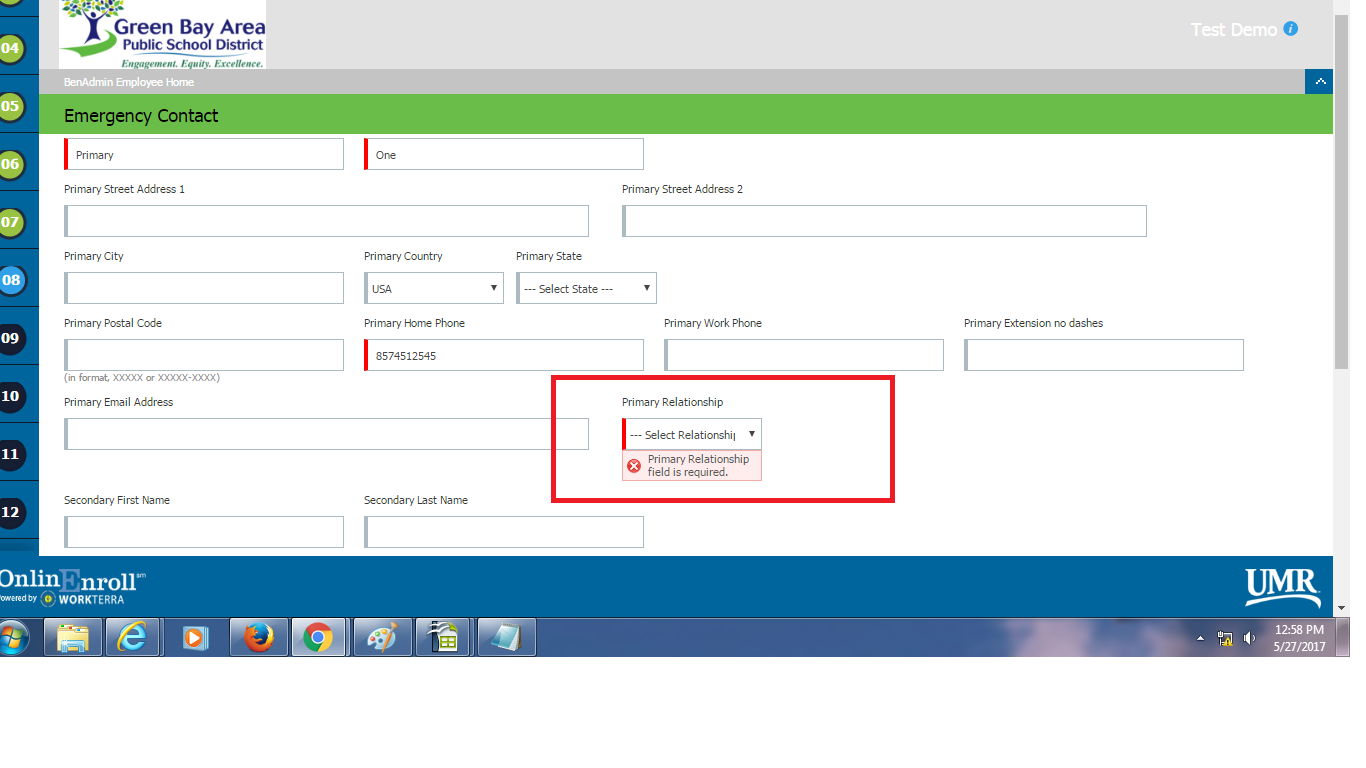 Nf 2178 Emergency Contact Validation Message Not Fired For Primary Relationship Workterra Jira